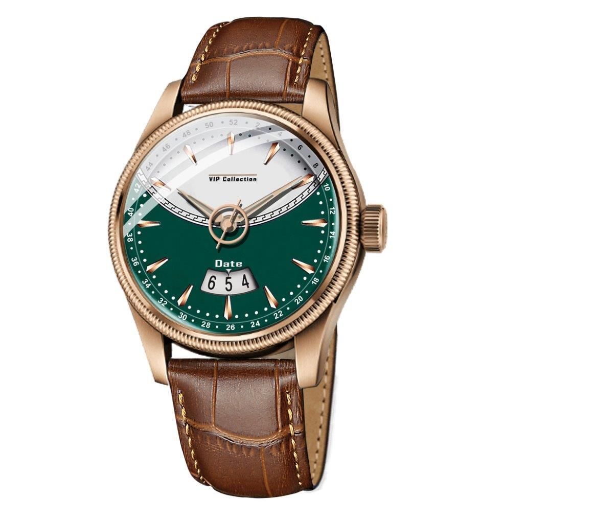 3D Glass Date Display Dial Leather Strap Analog Watch - For Men ...